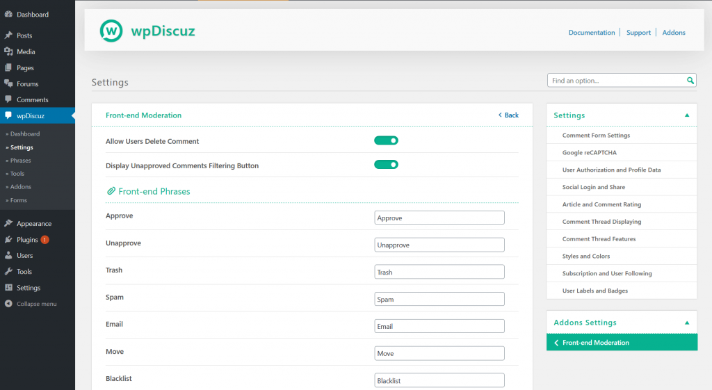 wpDiscuz – Frontend Moderation – gVectors Team