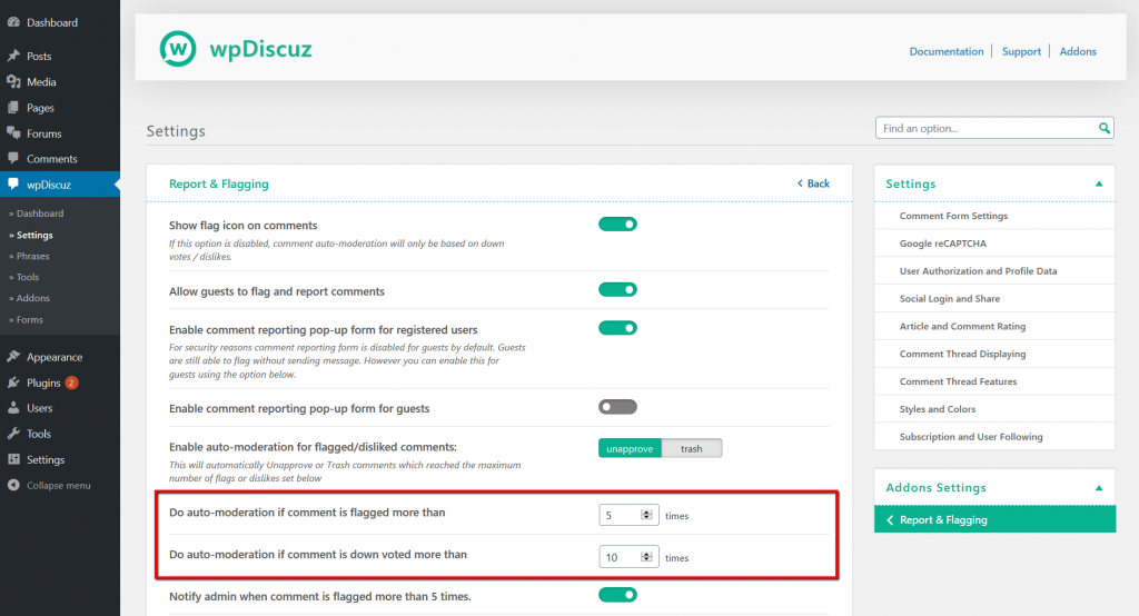 wpDiscuz – Report and Flagging – gVectors Team