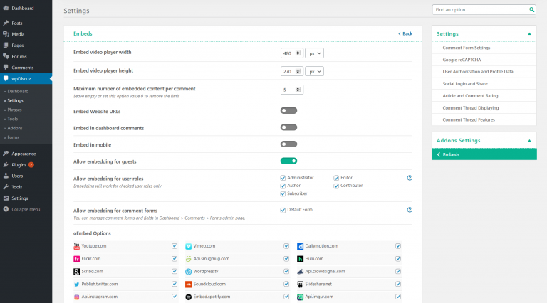 wpDiscuz – Embeds – gVectors Team