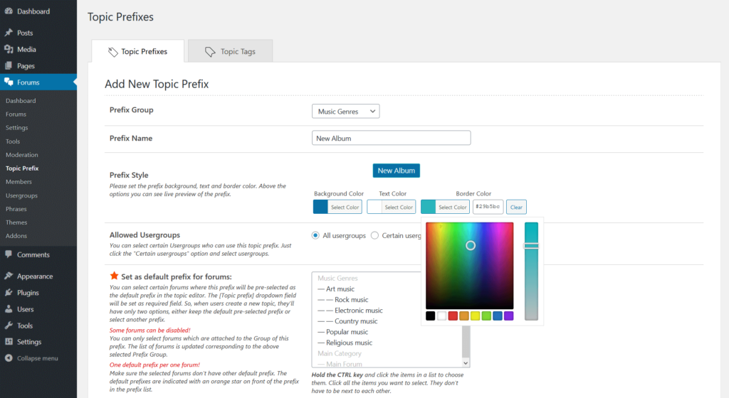 wpForo – Topic Prefix & Tag Manager – gVectors Team