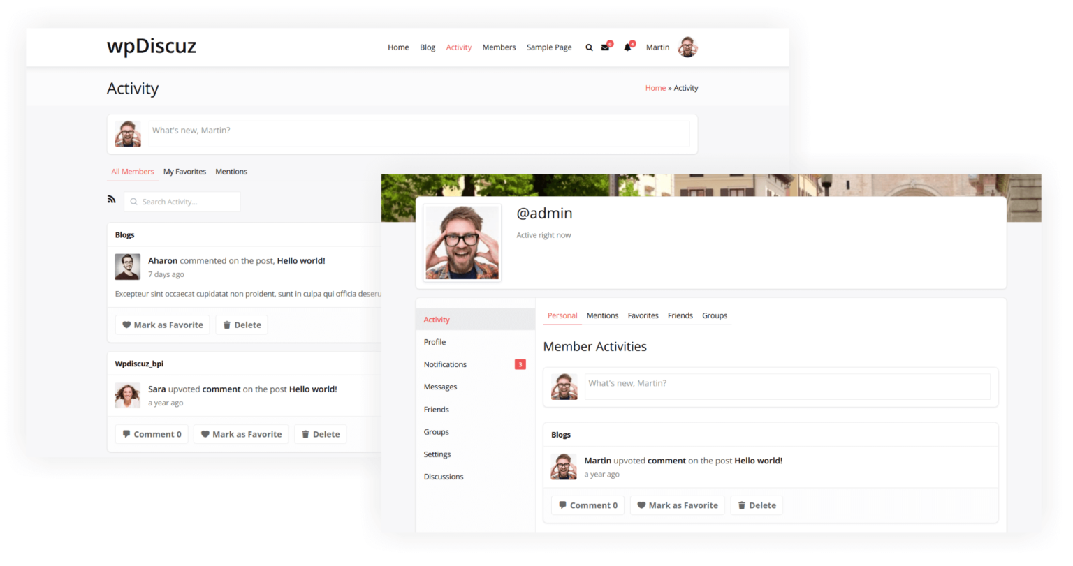 wpDiscuz – BuddyPress Integration – gVectors Team