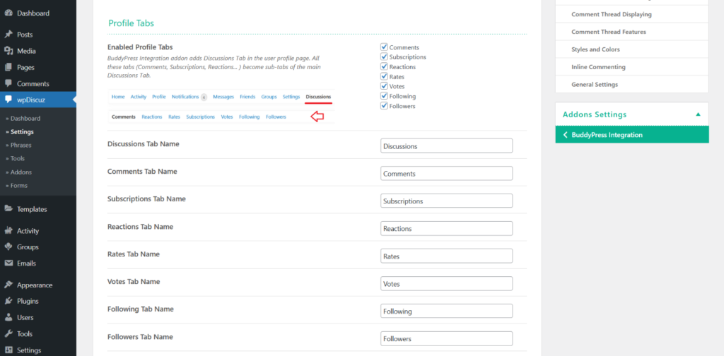wpDiscuz – BuddyPress Integration – gVectors Team