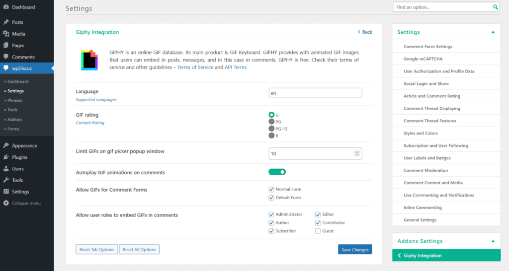 wpDiscuz – GIPHY Integration – gVectors Team