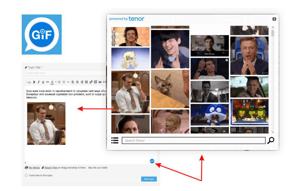 wpForo – Tenor GIFs Integration – gVectors Team