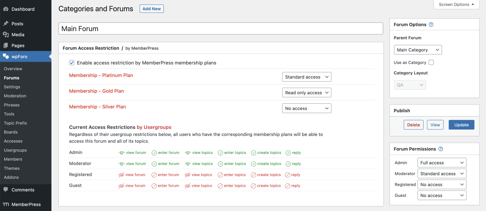 wpForo – MemberPress Integration – gVectors Team